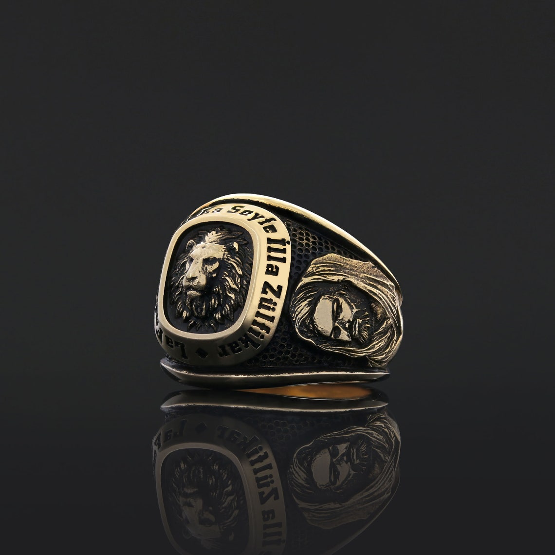 Hazrat Ali Lion Ring, Dhulfiqar Sword Round Ring, Islamic Zulfiqar ...