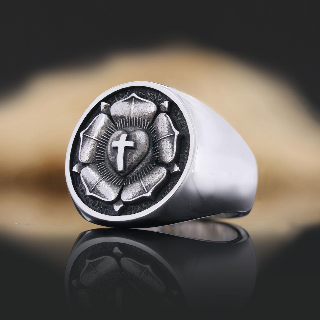 Luther Rose Signet Ring, Martin Luther Seal Ring, Lutheranism Jewelry ...