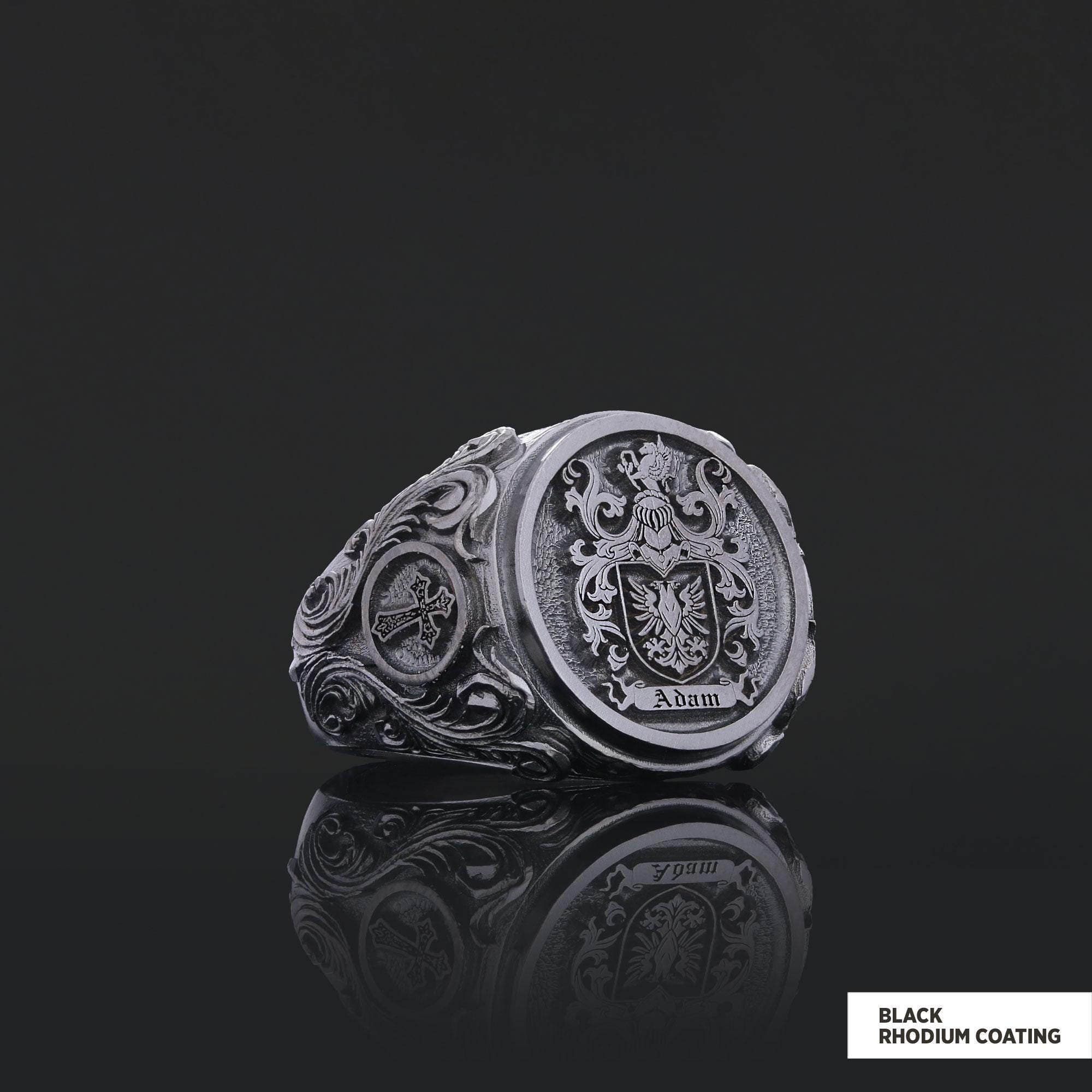 Family Coat of Arms Ring, Raised Family Celtic Ring, Crest Ring, Coat ...