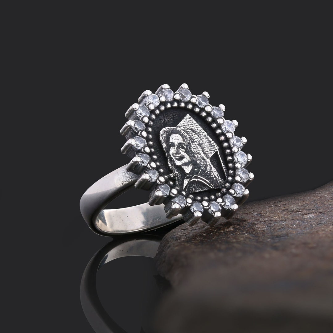 Custom Photo Ring With Flower Shape, Personalized Floral Picture Ring ...