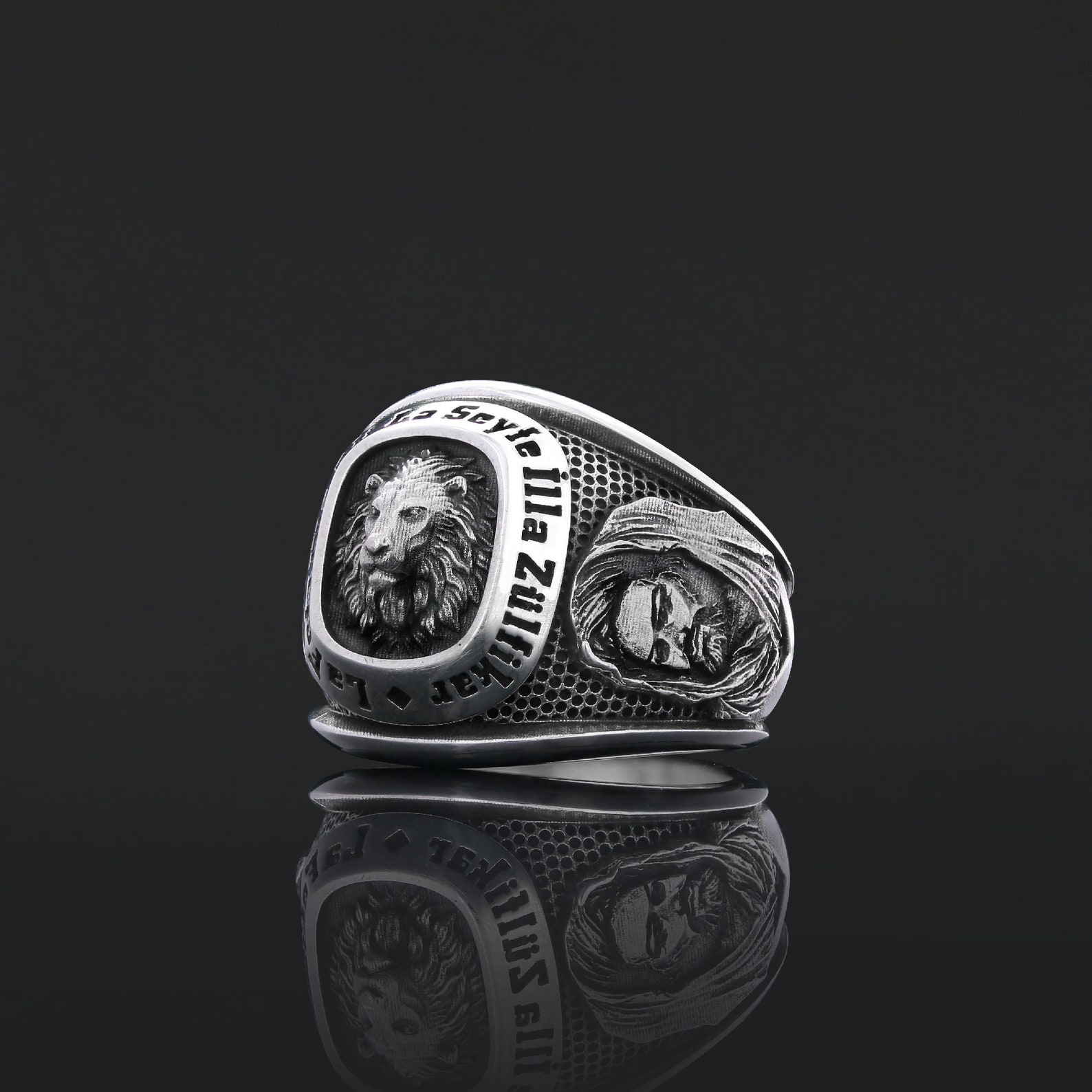 Hazrat Ali Lion Ring, Dhulfiqar Sword Round Ring, Islamic Zulfiqar ...