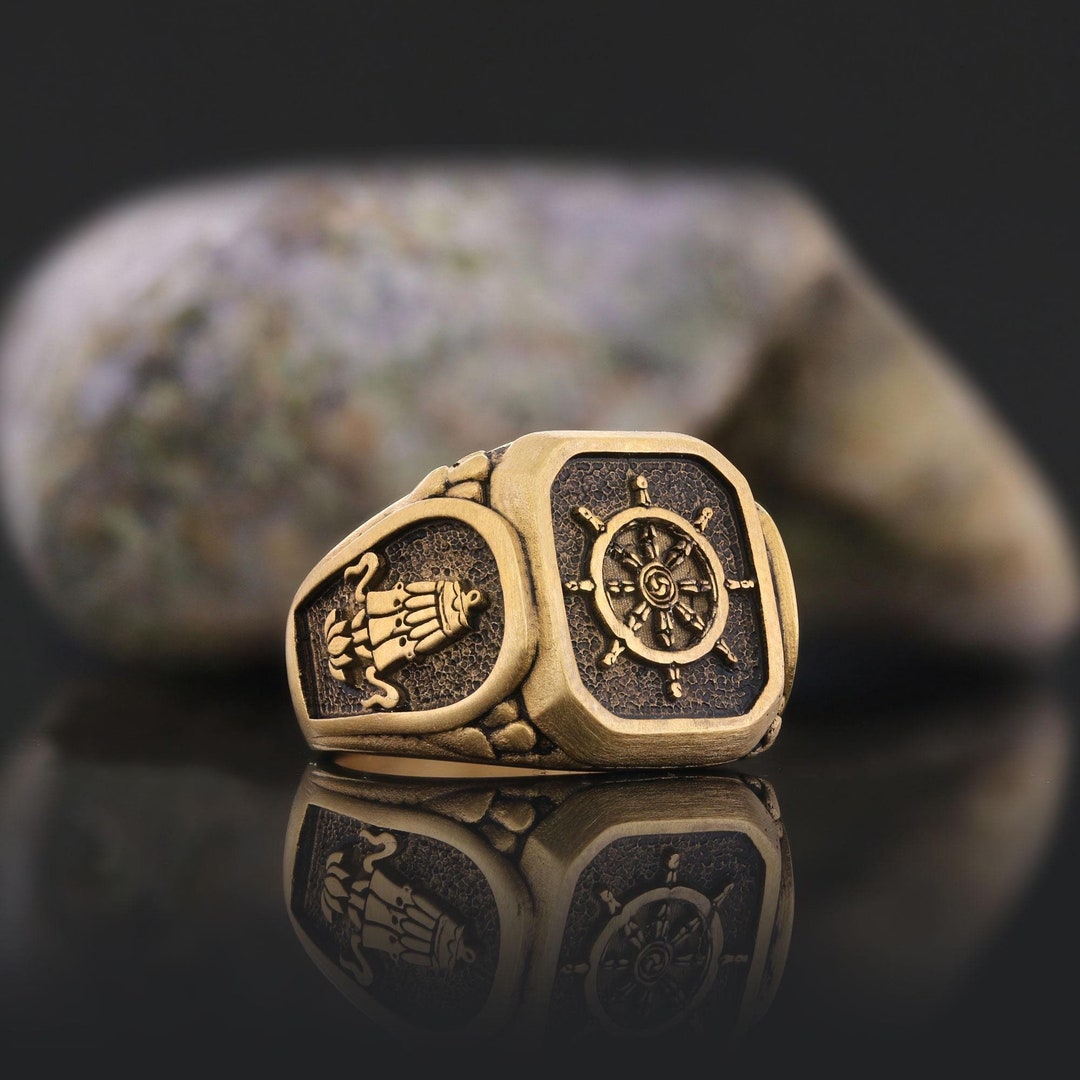 Dharma Wheel Buddha Ring, Dharmachakra Ring, Buddhist Spiritual Jewelry ...