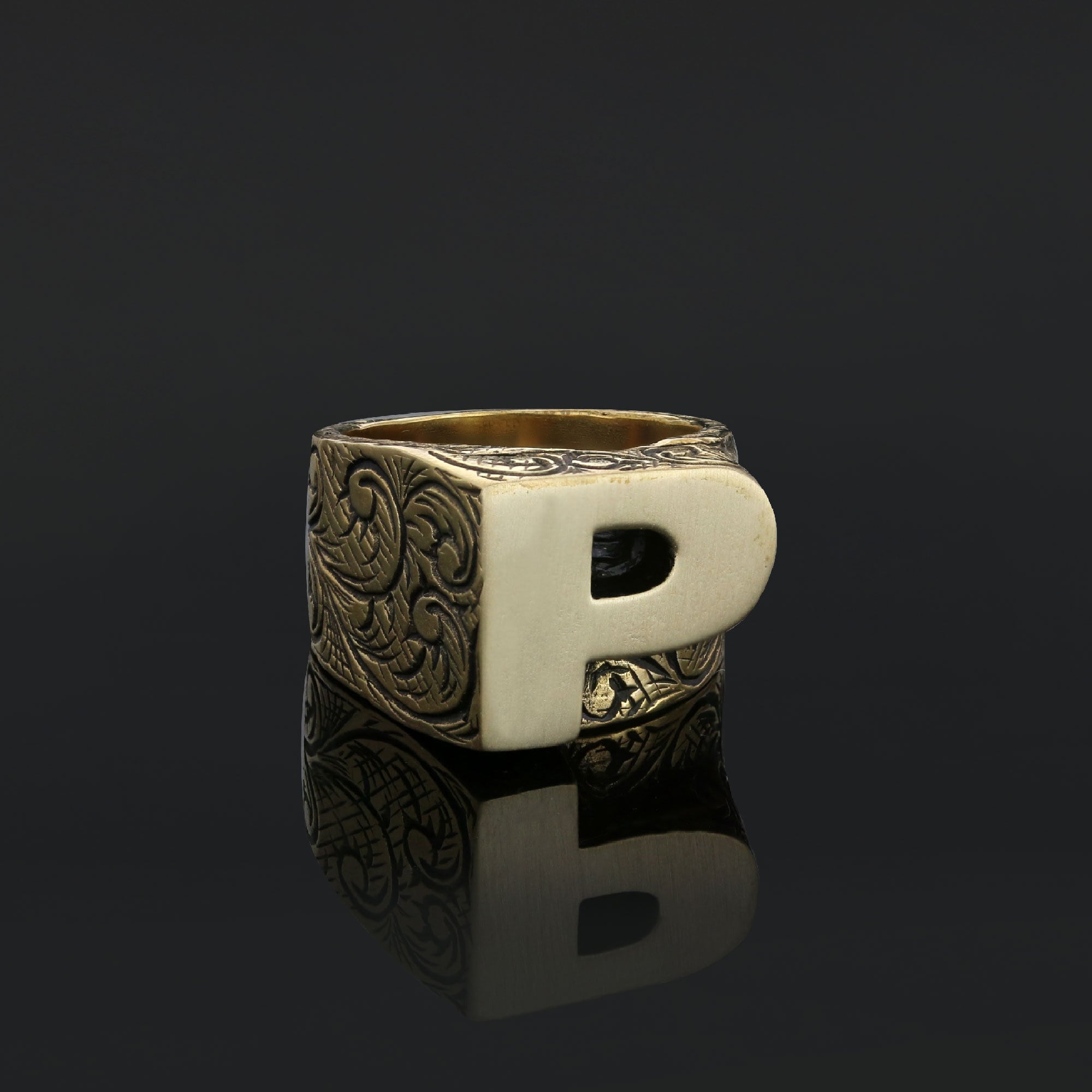 Monogram P Letter Ring, Initial P Ring, Silver Letter P Ring ...