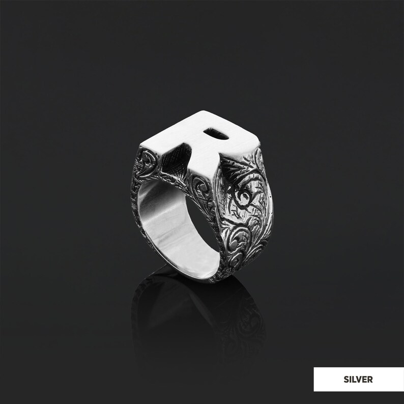 Initial R Letter Ring, Monogram Letter R Ring, Silver Alphabet Jewelry ...