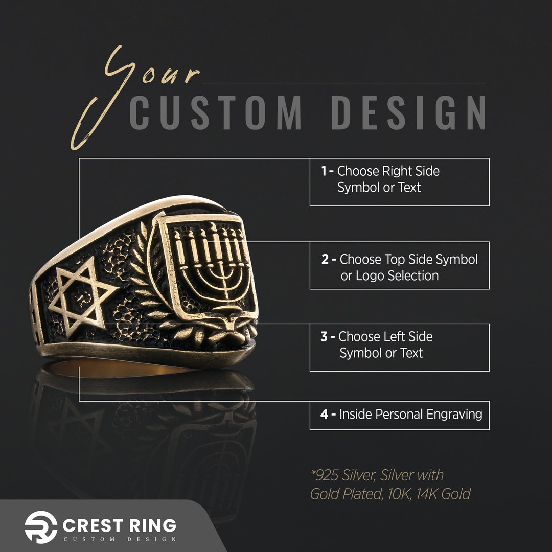 Silver Menorah Ring, Magen David Ring, Handmade Jewish Star Ring ...