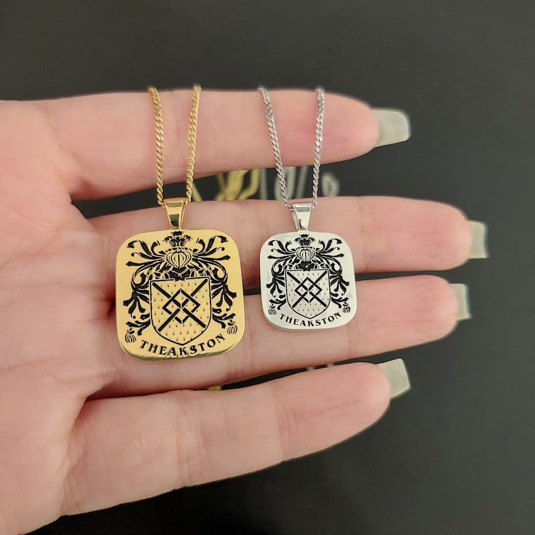 Family Necklace, Handmade Family Crest Pendant, Custom Family Symbol ...