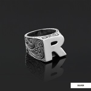 Initial R Letter Ring, Monogram Letter R Ring, Silver Alphabet Jewelry ...