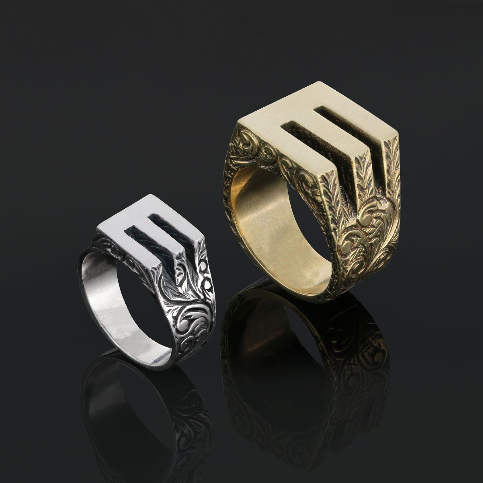 Handmade Celtic Silver Letter E Ring, E Initial Ring, Monogram E Letter ...