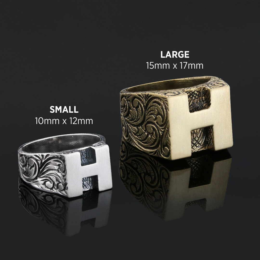 Personalized H Ring, Letter H Pattern Ring, Monogram H Letter Ring ...
