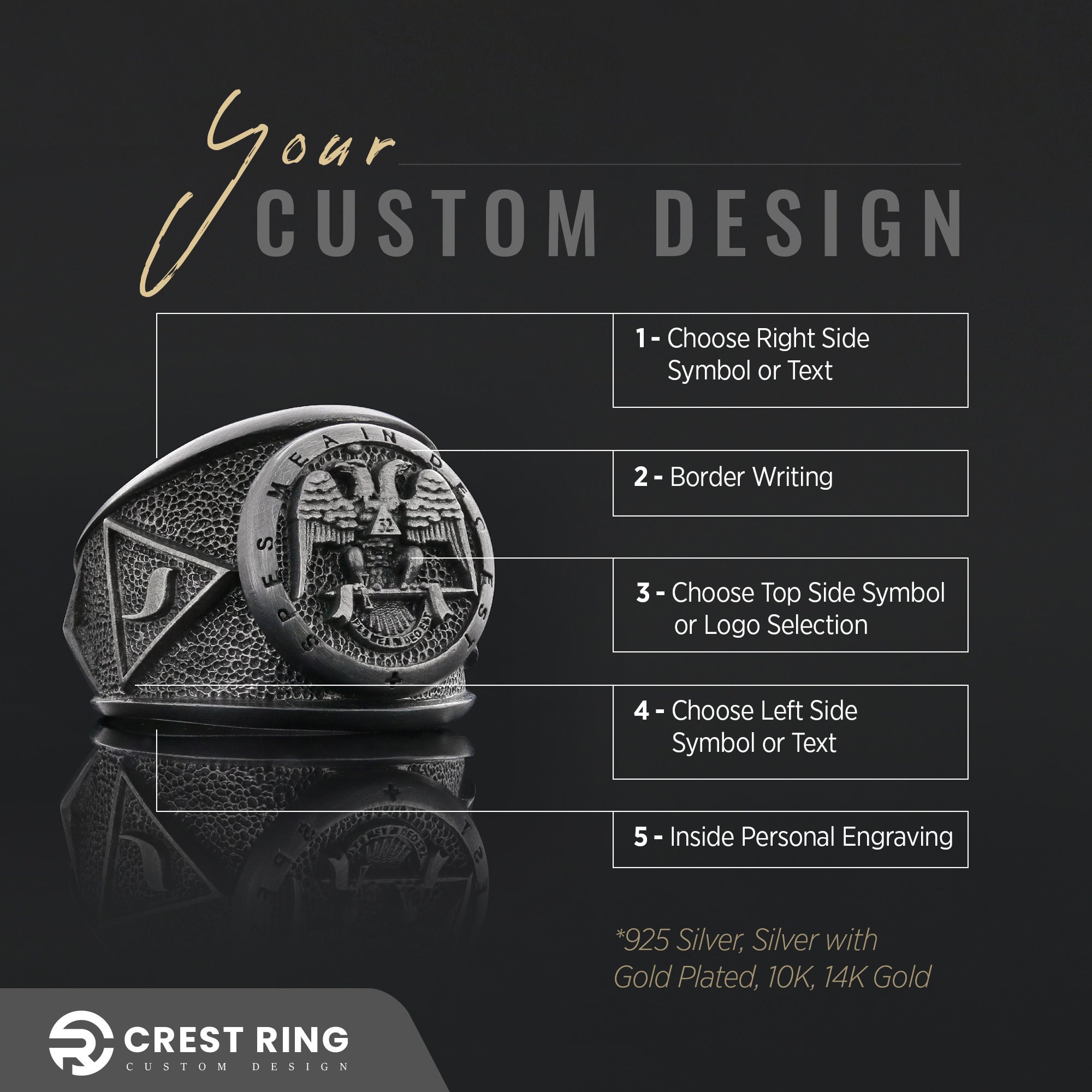 32nd Degree Masonic Ring, Double Headed Eagle Ring, 32nd Scottish Rite ...