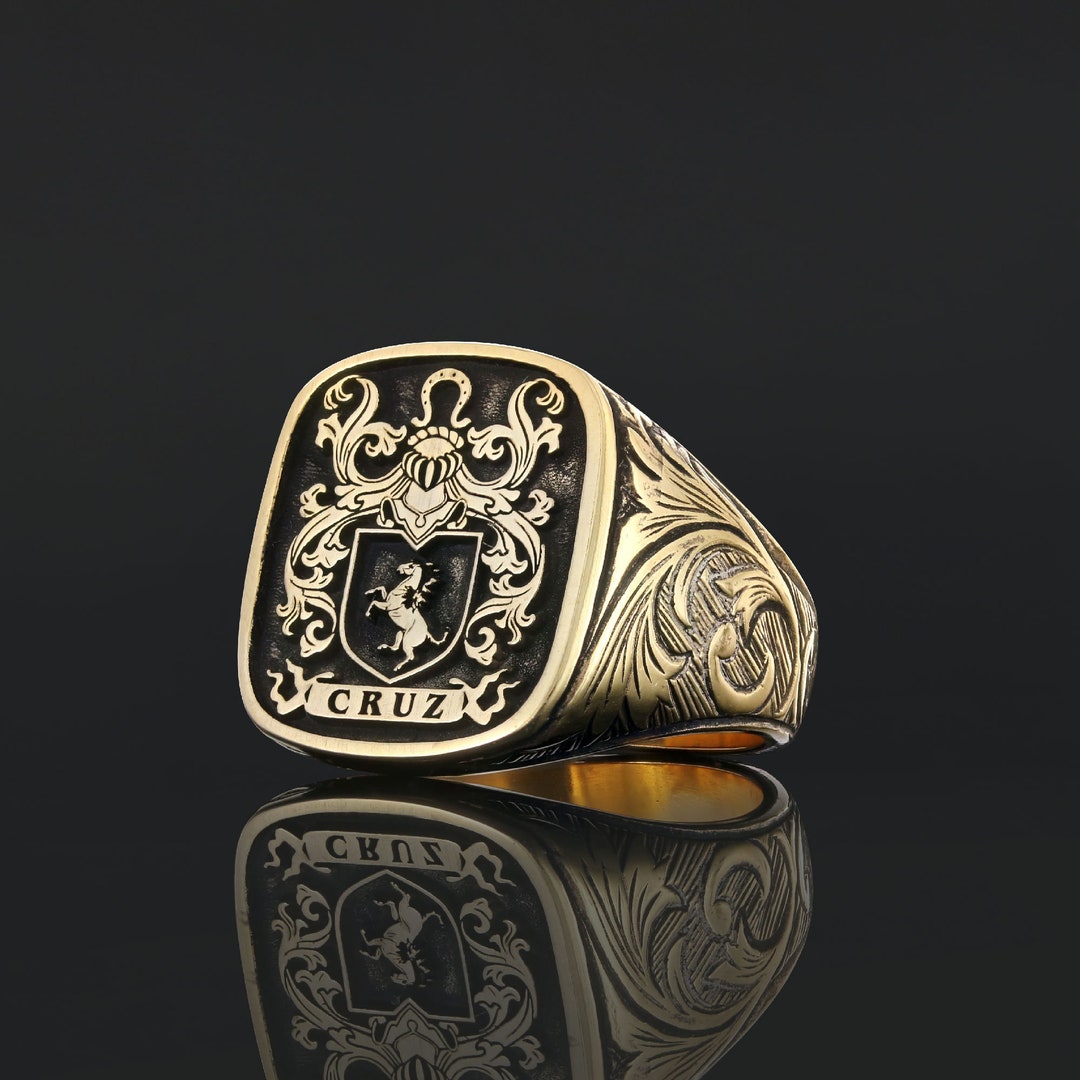 Coat of Arms Ring, Personalized Ring for Men, Family Crest Ring, Custom ...