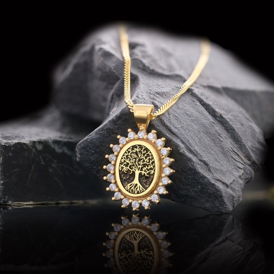 Christian Tree of Life Necklace With Diamonds, Family Tree Necklace ...