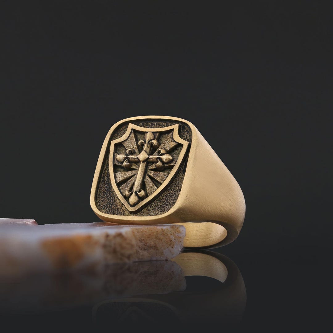 Cross and Shield Ring, Faith Jewelry, Symbol of Protection and Faith ...