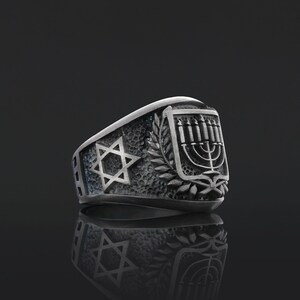 Silver Menorah Ring, Magen David Ring, Handmade Jewish Star Ring ...