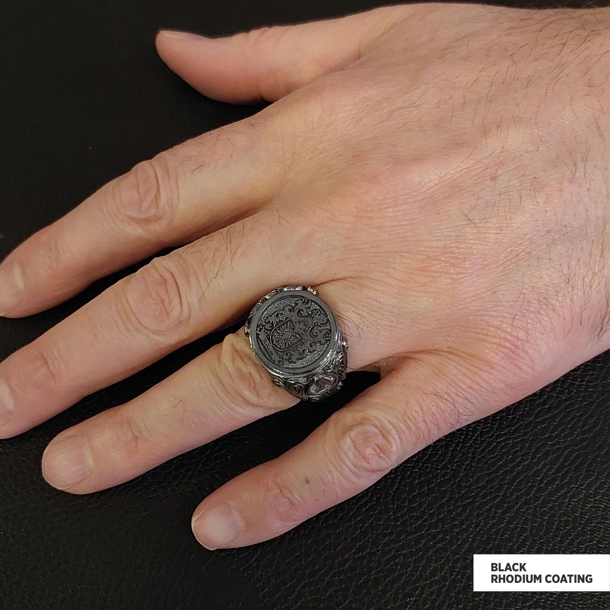 Family Coat of Arms Ring, Raised Family Celtic Ring, Crest Ring, Coat of Arms Ring, Personalized ...