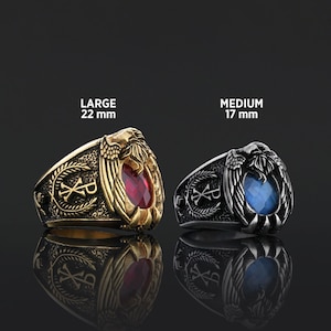 Christian Chi Rho Ring, Personalized Cross Ring, Silver Ruby Stone Signet Ring, Religious ...