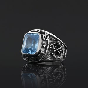 Christian Ring, Customized Faith of Shield Ring, Silver Chi Rho Ring ...