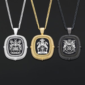 Family Crest Necklace, Personalized Family Crest Necklace, Custom Coat ...