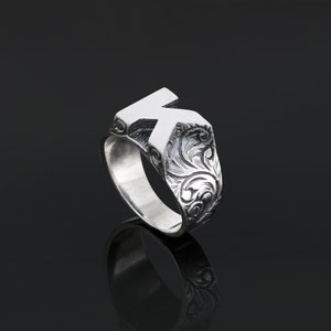 K Initial Ring, Letter K Pattern Ring, Monogram K Letter Ring, Custom ...