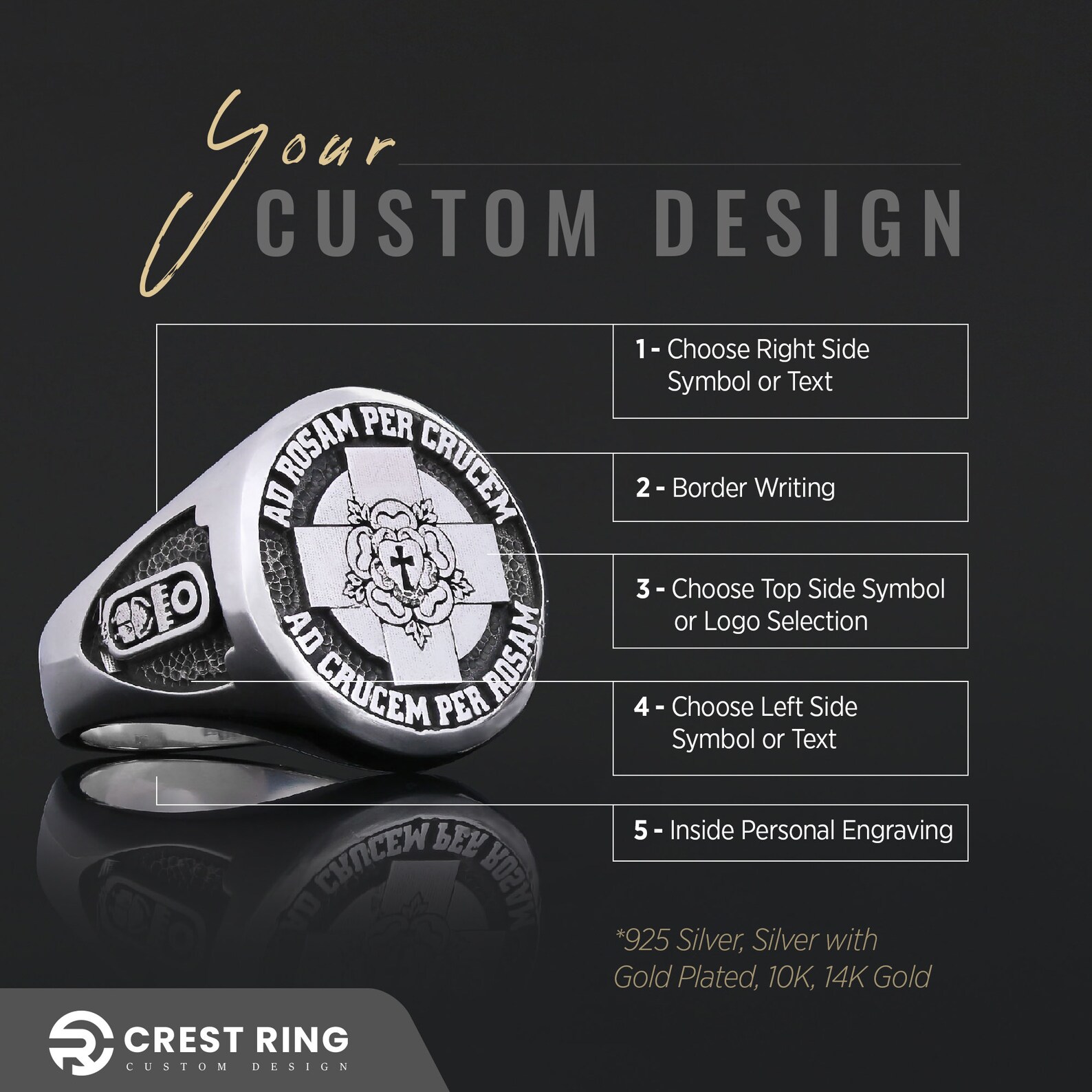 Amorc Membership Rings, Gift for Men Jewelry, Handmade Rose Crucis ...
