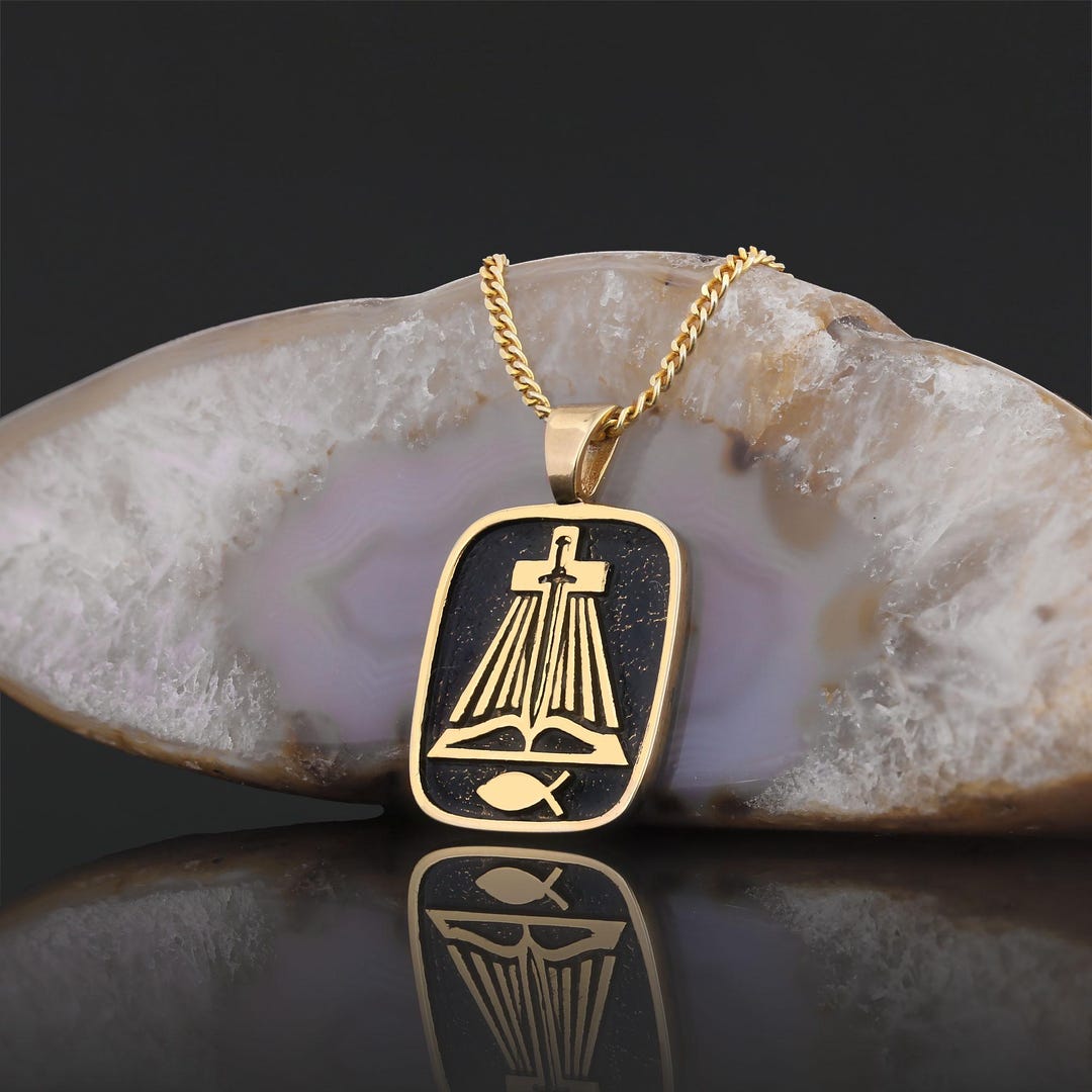 Christian Sword Necklace, Christianity Ichthus Necklace, Cross Necklace ...
