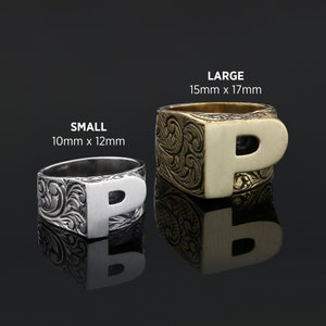 Monogram P Letter Ring, Initial P Ring, Silver Letter P Ring ...