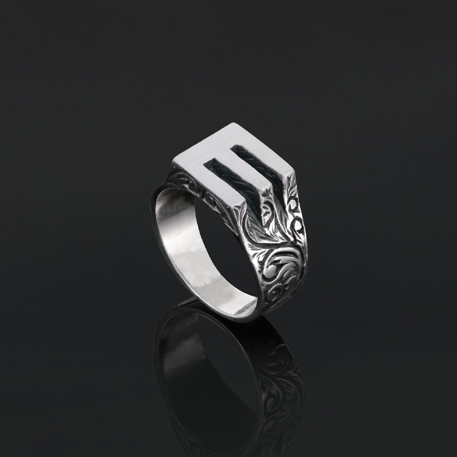 Handmade Celtic Silver Letter E Ring, E Initial Ring, Monogram E Letter ...