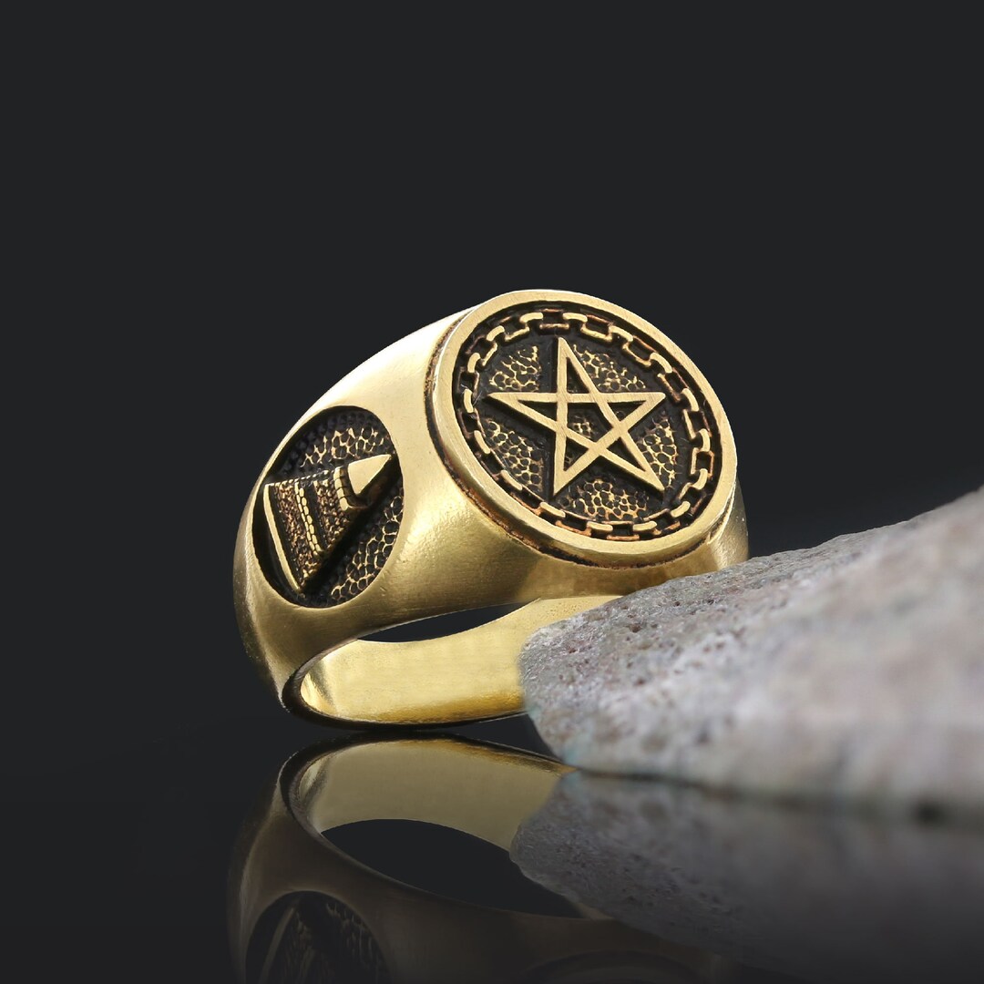 Pentagram Star Ring, Pentagram Ring, All Seeing Eye Mason Ring, Wiccan ...