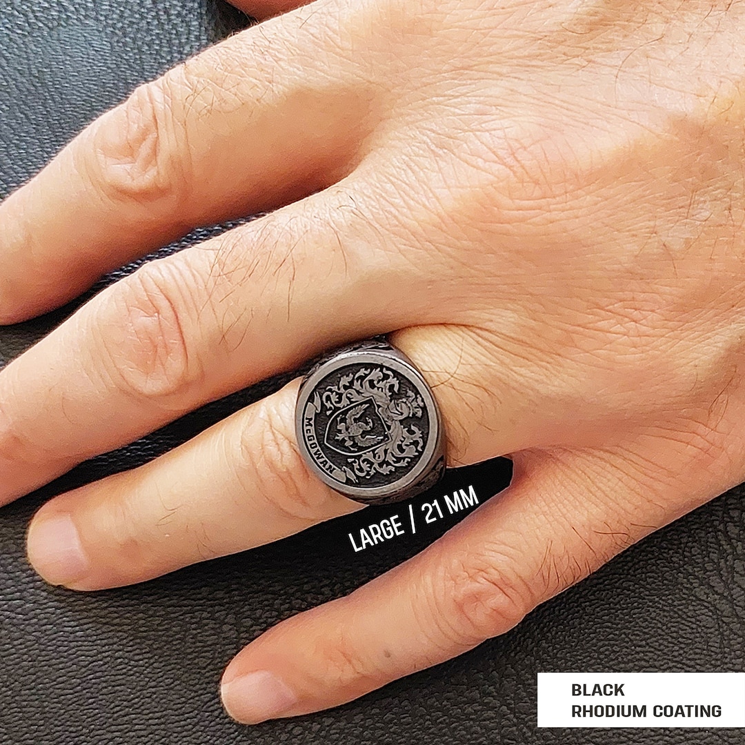 Personalized Engraved Family Ring, Customizable Name Coat of Arms Ring ...