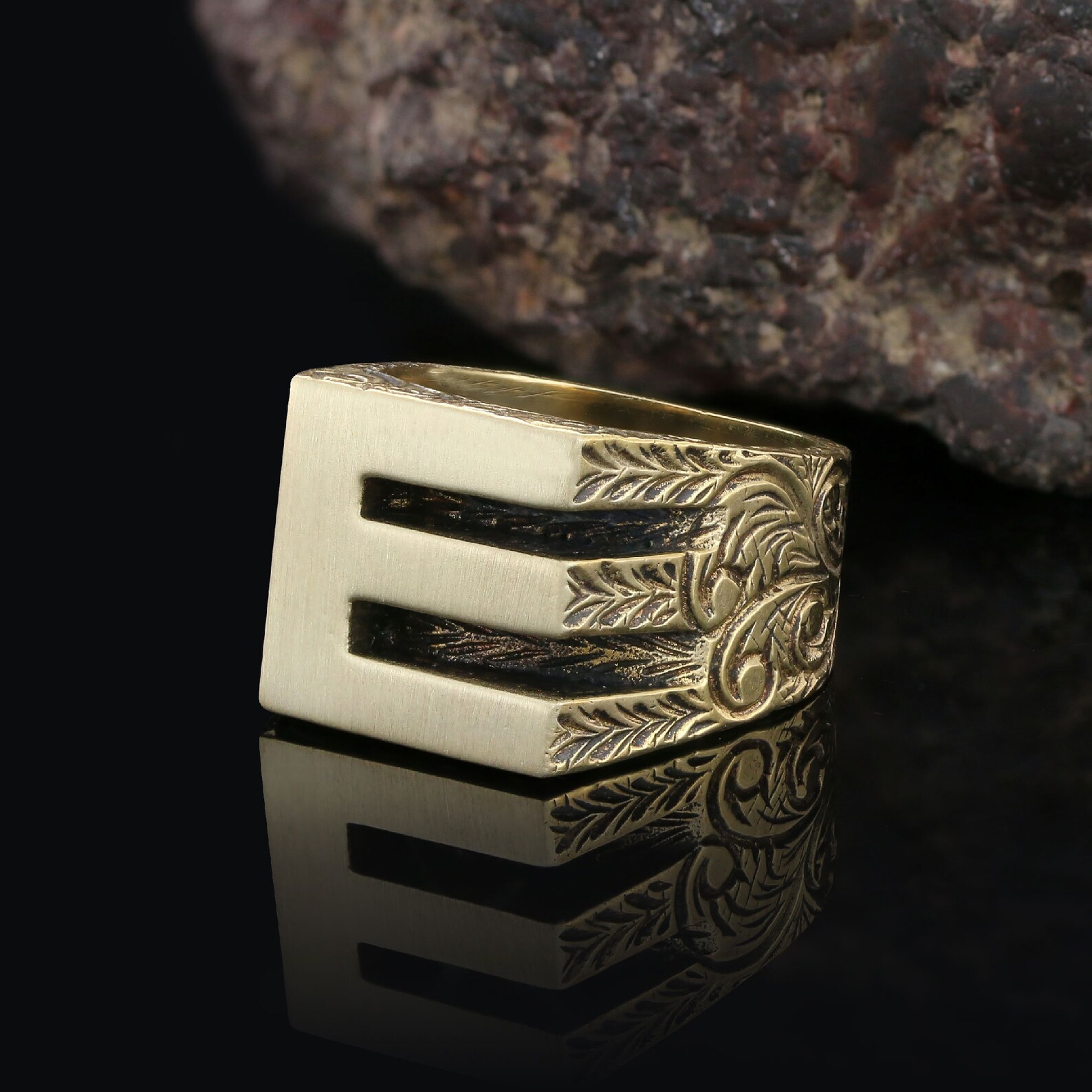 Handmade Celtic Silver Letter E Ring, E Initial Ring, Monogram E Letter ...