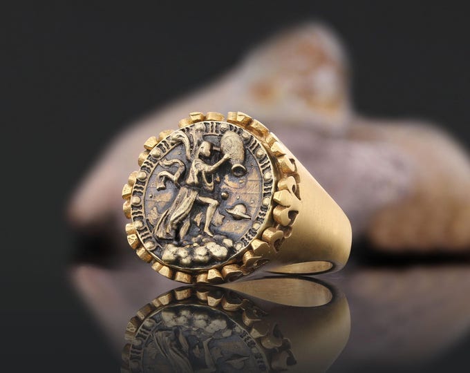 Aquarius Astrology Zodiac Ring Astrology Ring Aquarius the Water Bearer ...