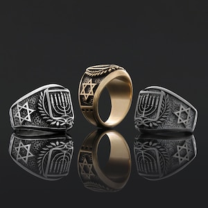 Silver Menorah Ring, Magen David Ring, Handmade Jewish Star Ring ...