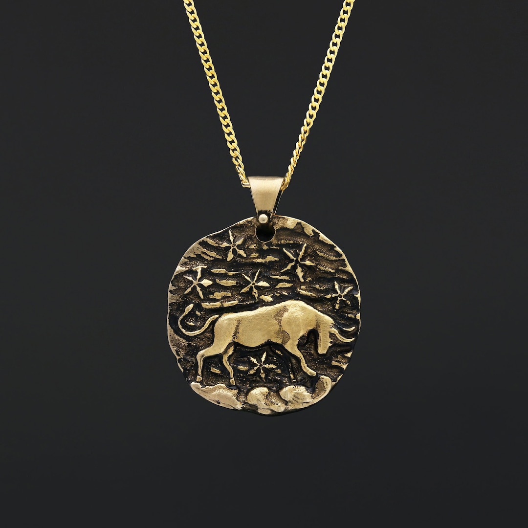 Taurus Medallion, Taurus Pendant, Zodiac Necklace, Astrology Gift ...
