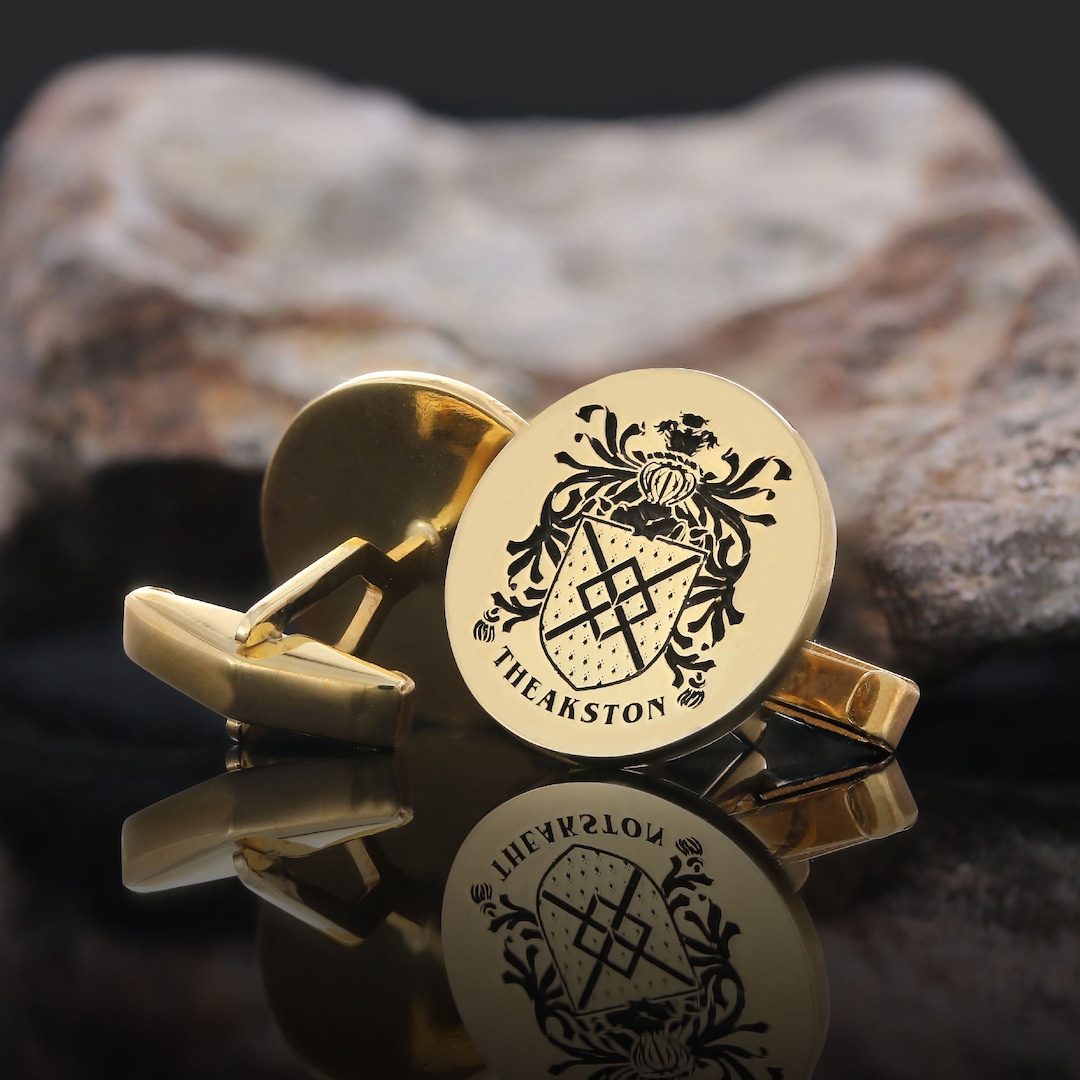 Custom-made Engraved Cufflinks, Personalized Family Crest Cufflinks ...