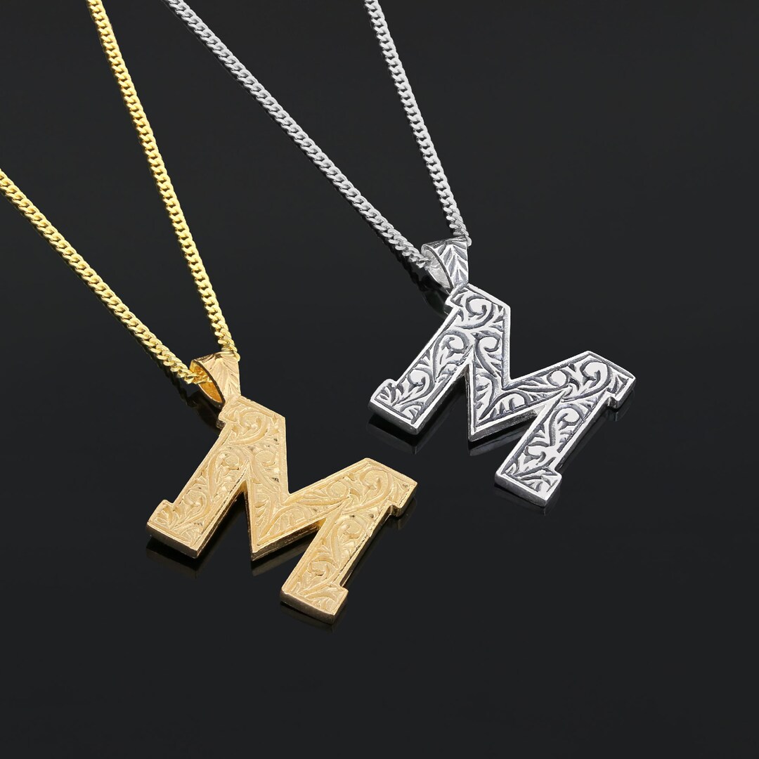 Letter M Pendant Charm Minimalist Personalized Necklace A-Z - Etsy
