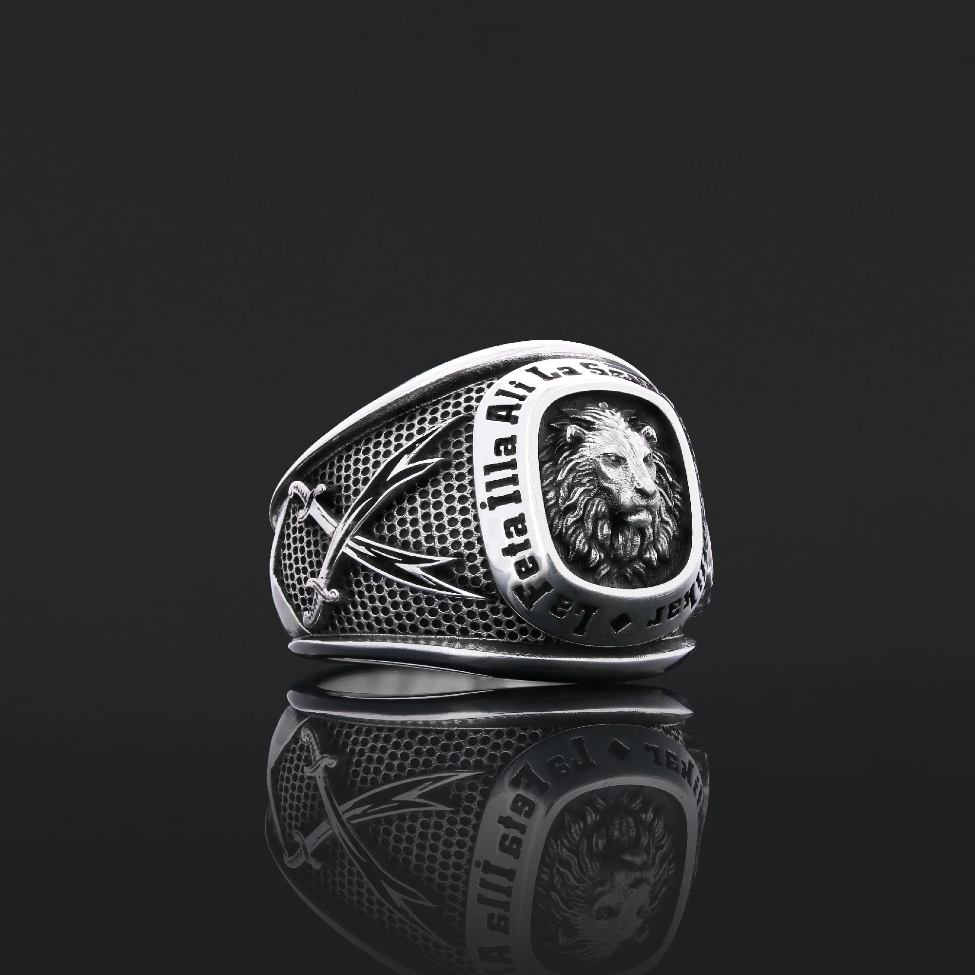 Hazrat Ali Lion Ring Dhulfiqar Sword Round Ring Islamic - Etsy