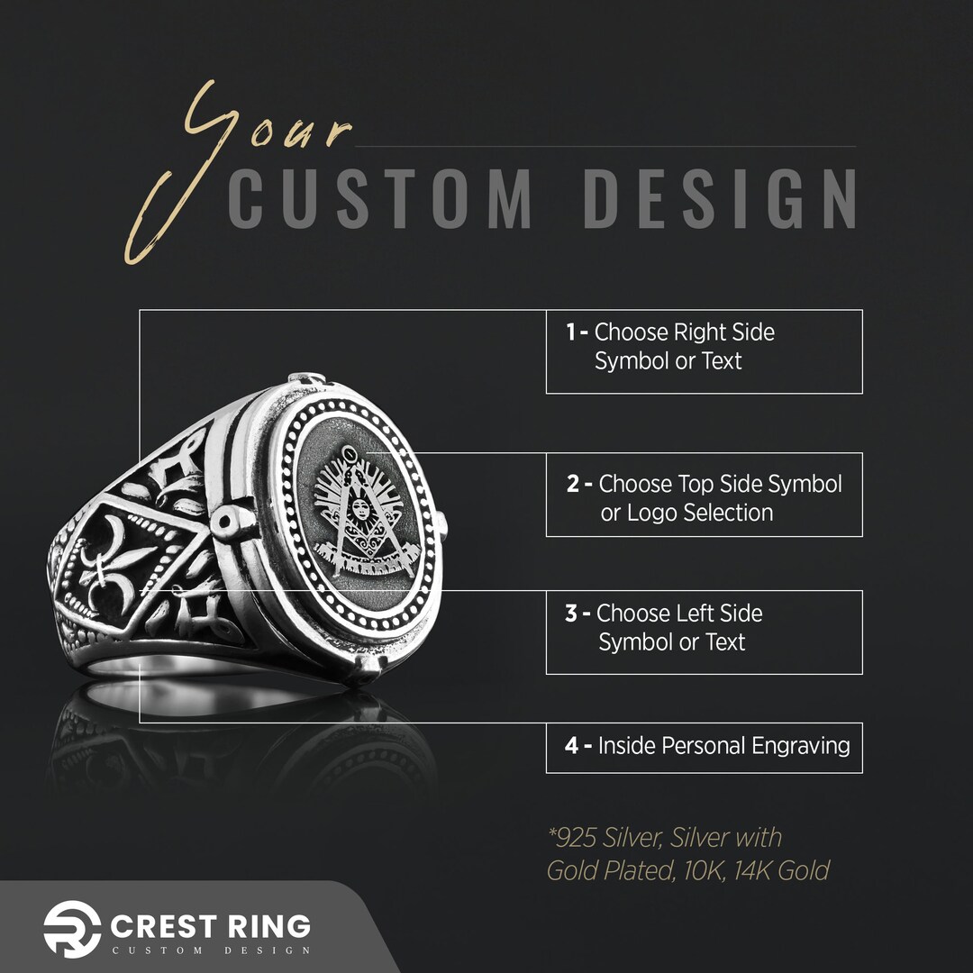 Past Master Masonic Ring, Mason Ring, Master Mason Signet Ring, Custom ...