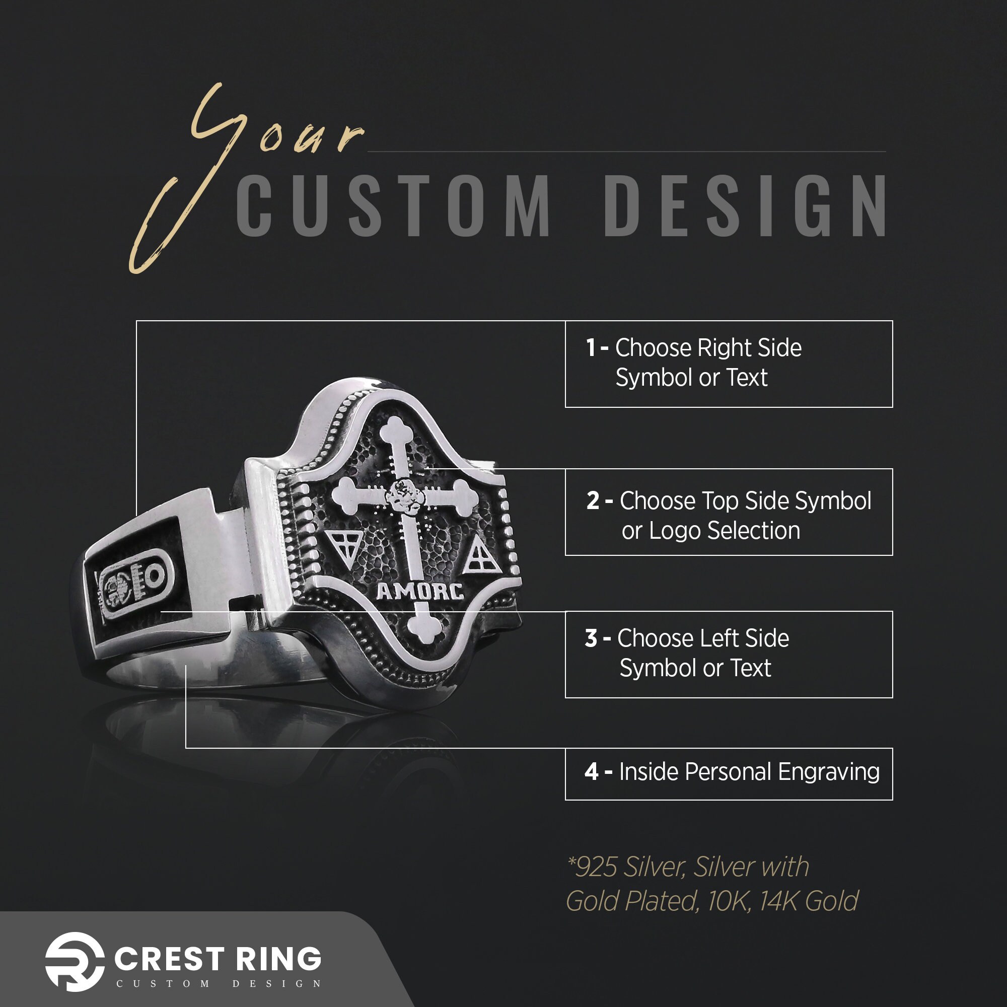 Custom Rousea Crucis Order Ring, Spiritual Symbol of Ancient Order Ring ...