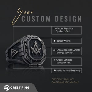 Customized Masonic Ring, Master Mason Ring for Man, Freemason Gold Ring ...
