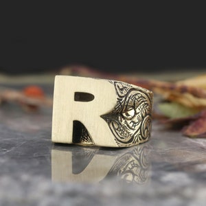 Initial R Letter Ring, Monogram Letter R Ring, Silver Alphabet Jewelry ...