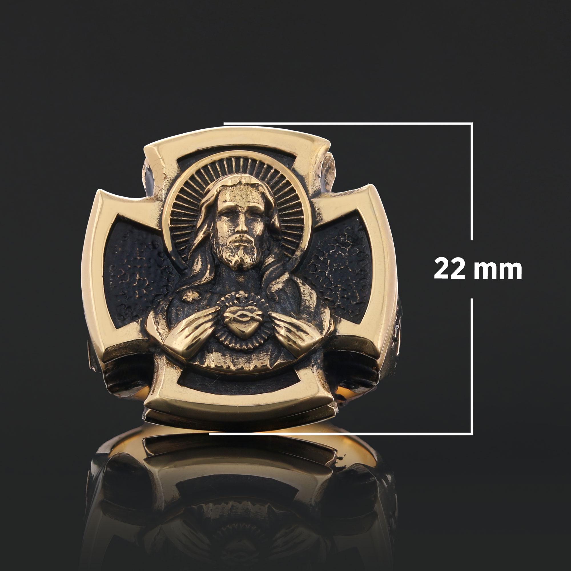 Sacred Heart of Jesus Ring for Men, Christian Signet Ring With Praying ...