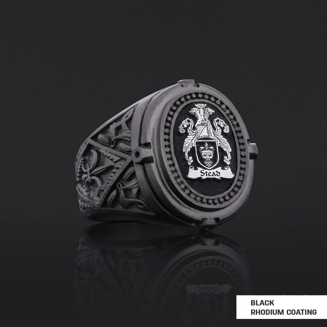 Custom Coat of Arms Ring, Noble Family Crest Signet Ring, Personalized ...