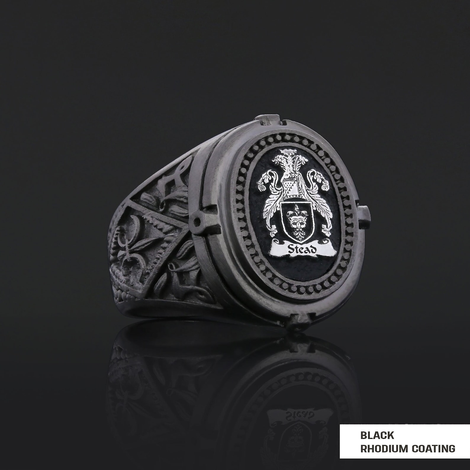 Custom Coat of Arms Ring, Noble Family Crest Signet Ring, Personalized ...