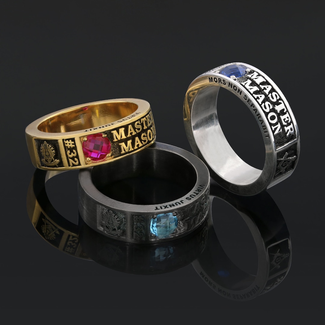 Master Mason Ring for Man, Freemason Band Ring, Customized Masonic Ring ...