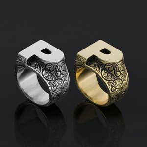 Monogram P Letter Ring, Initial P Ring, Silver Letter P Ring ...