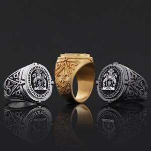 Custom Coat of Arms Ring, Noble Family Crest Signet Ring, Personalized ...