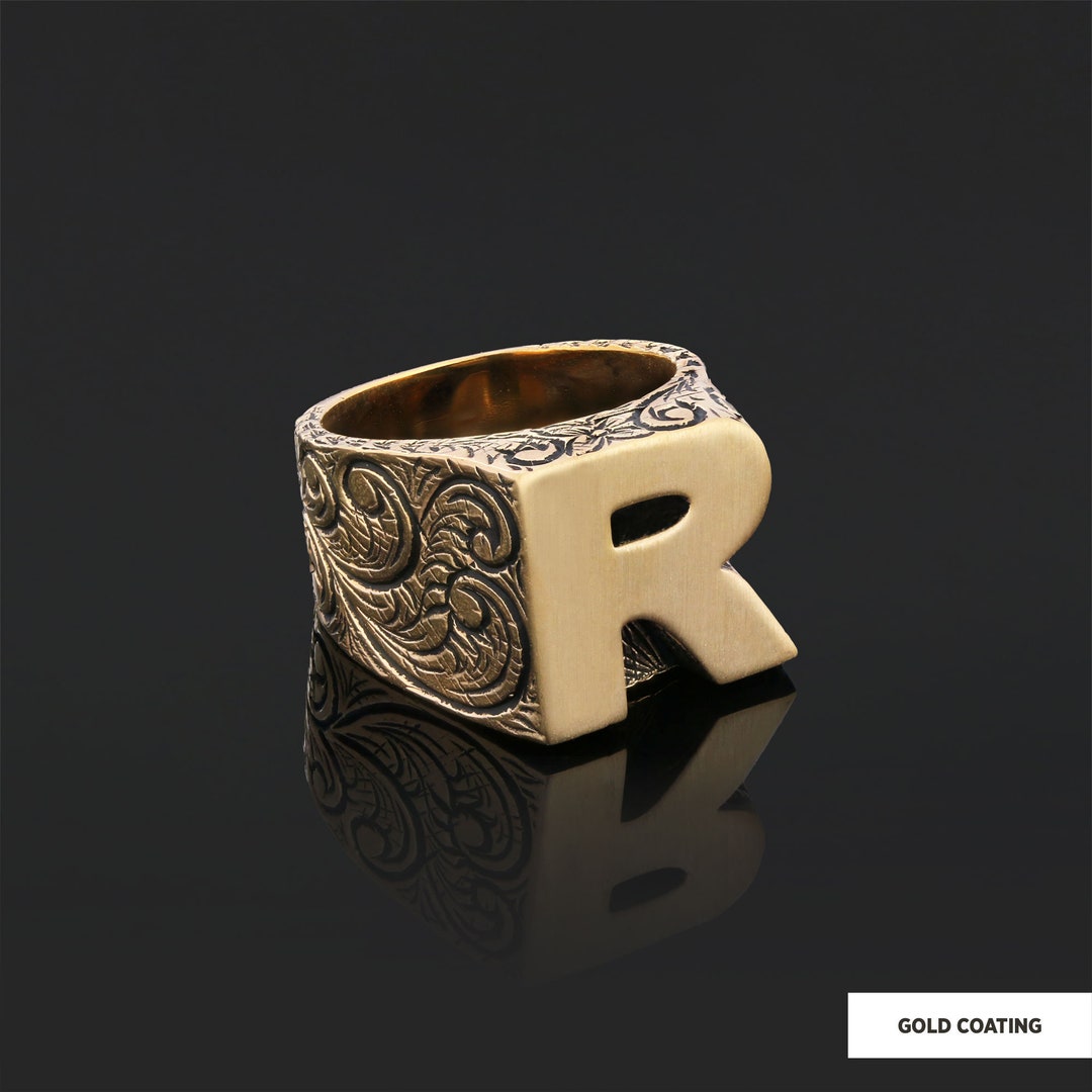 Initial R Letter Ring, Monogram Letter R Ring, Silver Alphabet Jewelry ...