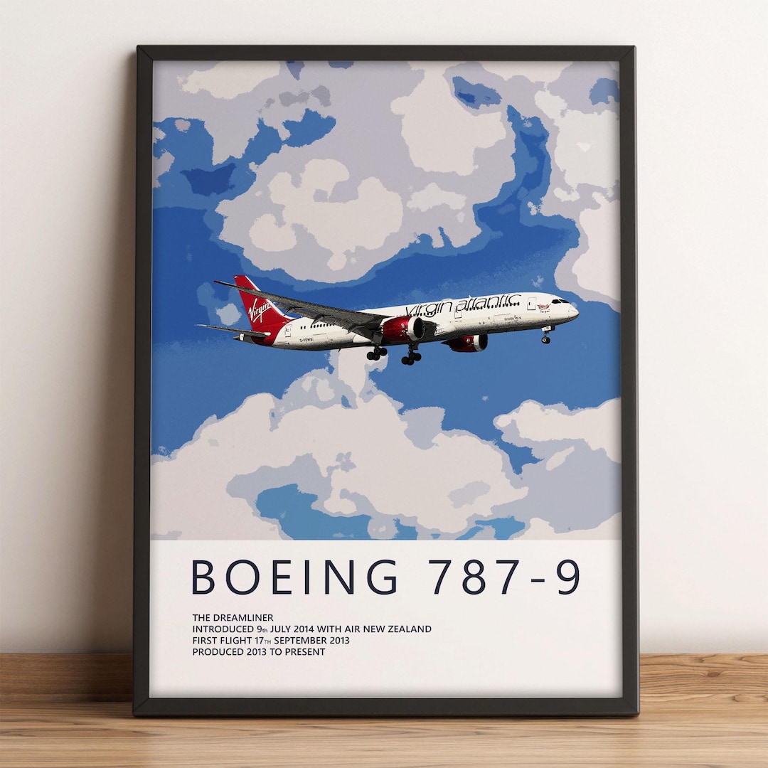 Virgin Atlantic Boeing 787 Print, Aviation Art, Airliner Art Prints, Pilot Gift, Aviation Poster ...
