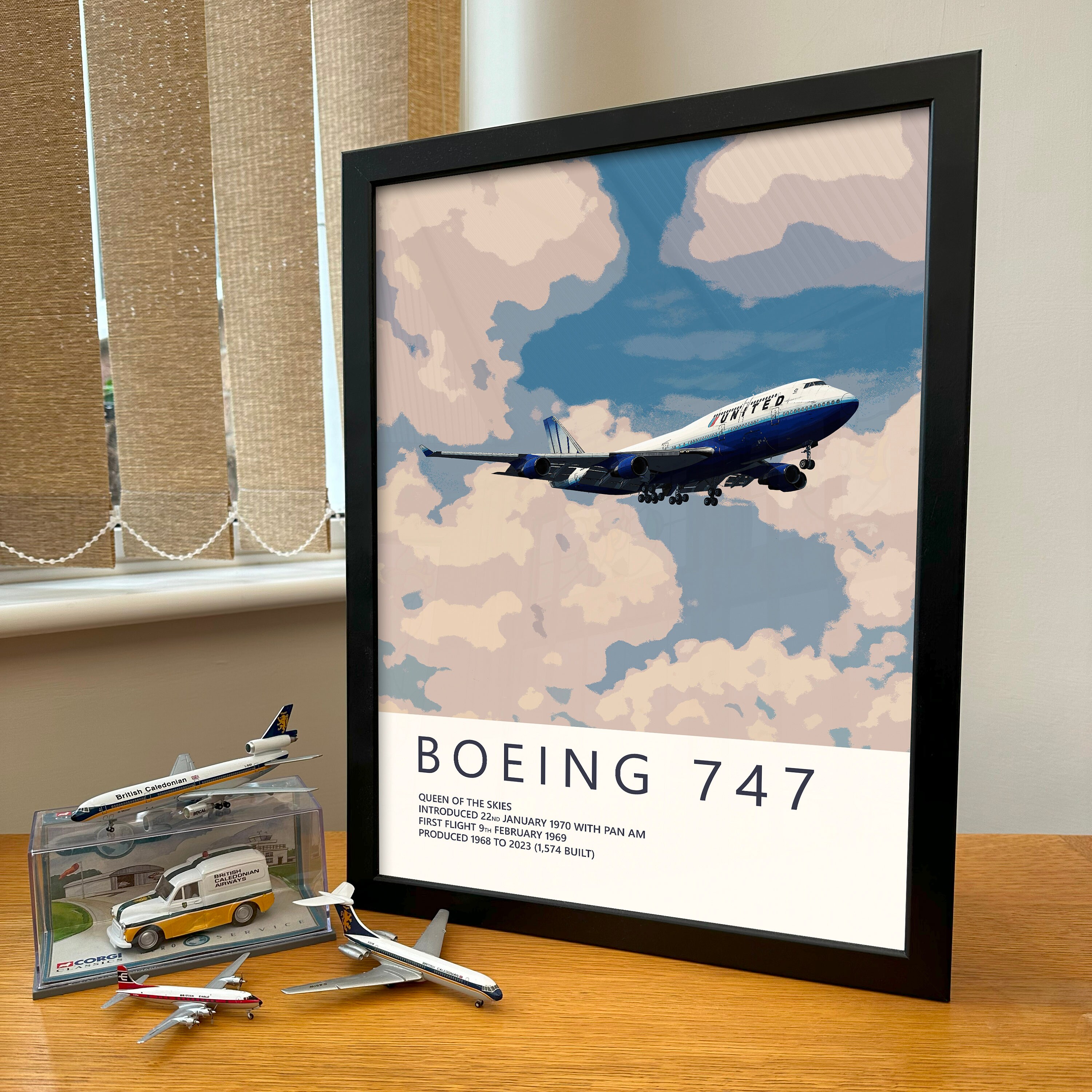 Boeing 747 Wall Poster Boeing 747 Vintage Aviation Blueprint Art