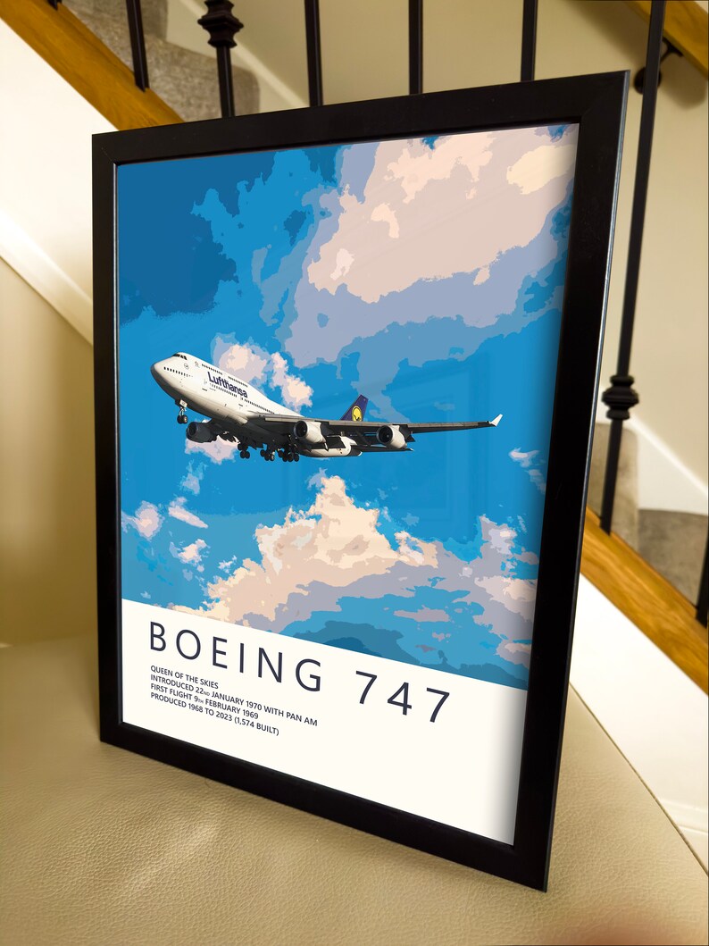 Lufthansa Boeing 747 Poster - Fine Aviation Artwork - Airplane Posters ...